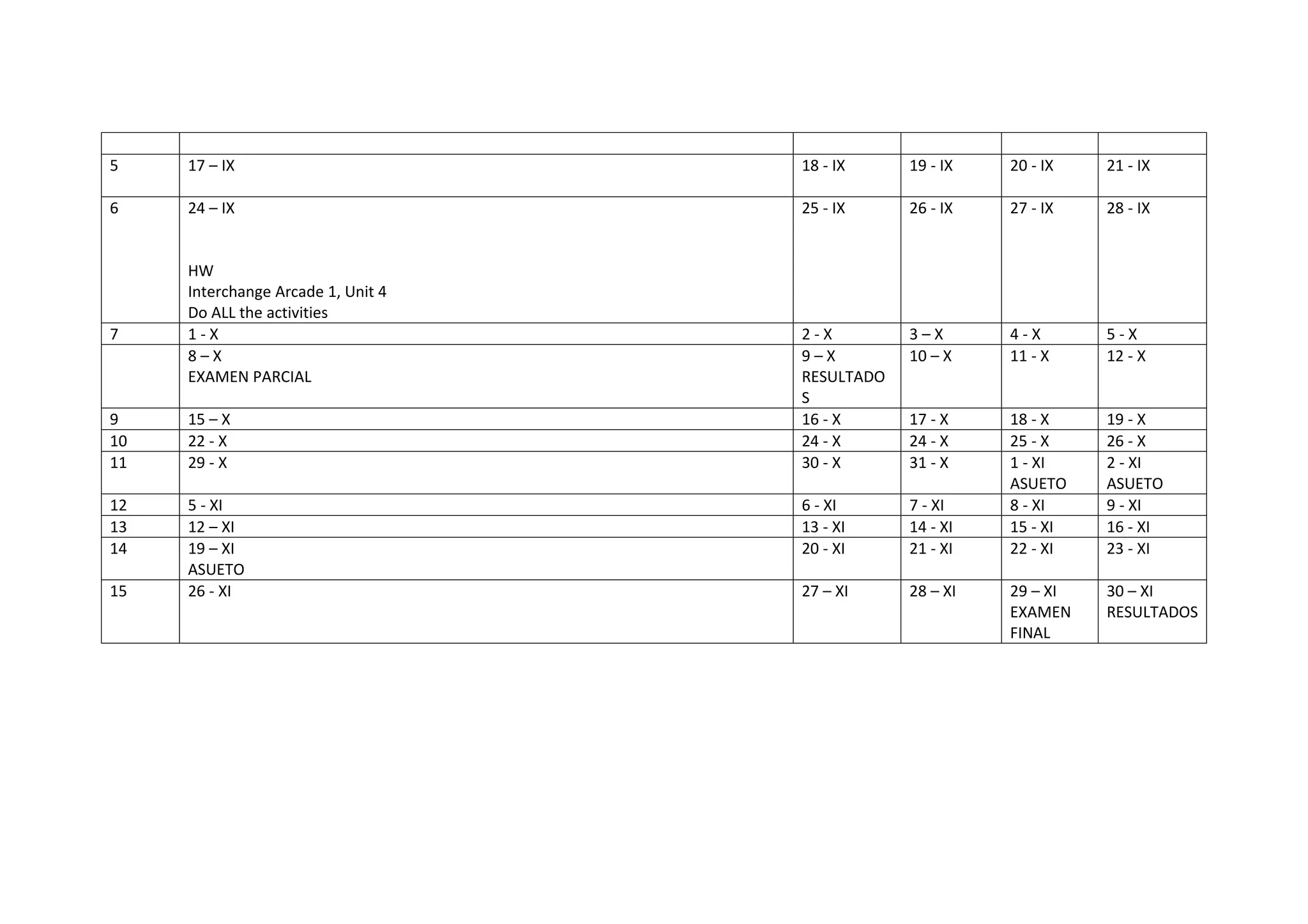 Calendario 2013-1 Grupo 103 ICG | DOC | Education