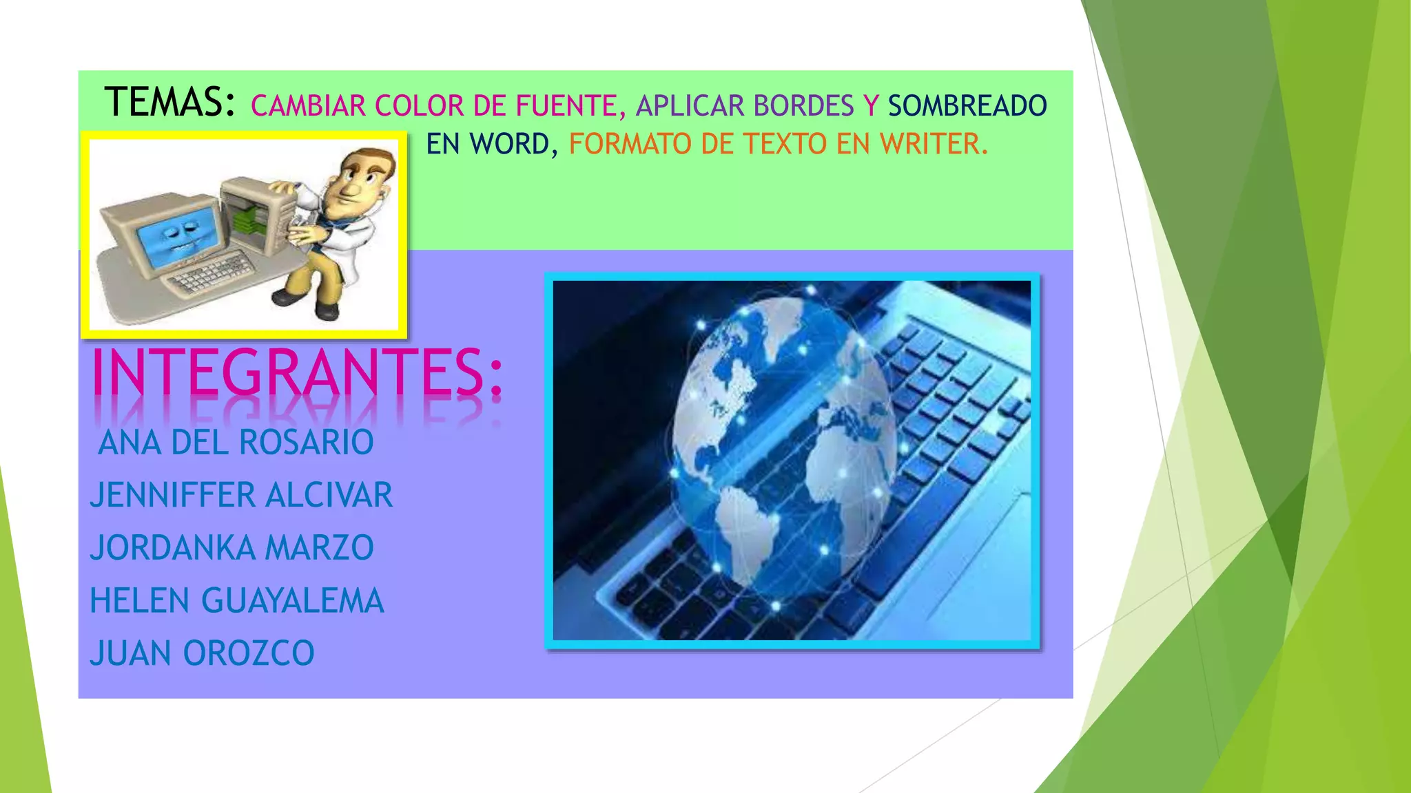 Cambiar el color de fuente, aplicar bordes, y sombreado en Word ...
