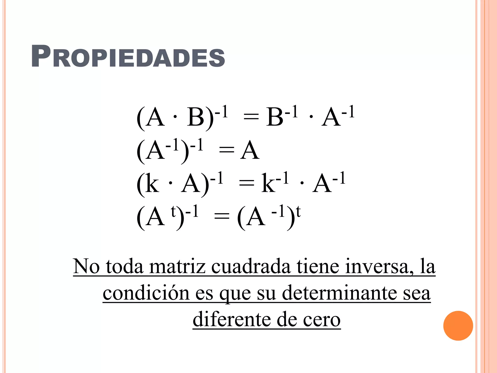 Matriz Inversa y Matrices Semejantes | PPT