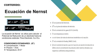 Ecuación de Nerst y Diagrama de Pourbaix | PPTX