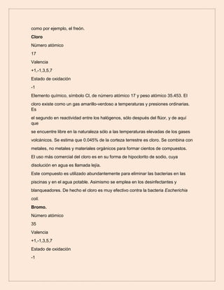 Grupos 4A 5A 6A 7A de la Tabla Periódica | PDF