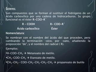 Grupos funcionales, Nomeclatura | PPTX