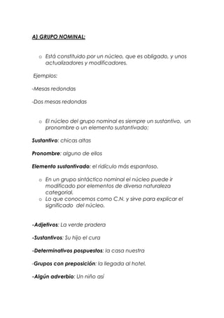 Grupos SintáCticos Sintaxis | PDF