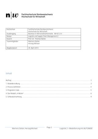 Simulationsmodell Versandlager in AutoMod | PDF