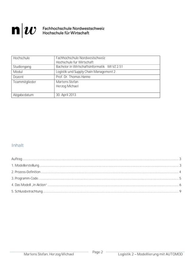 Simulationsmodell Versandlager in AutoMod | PDF