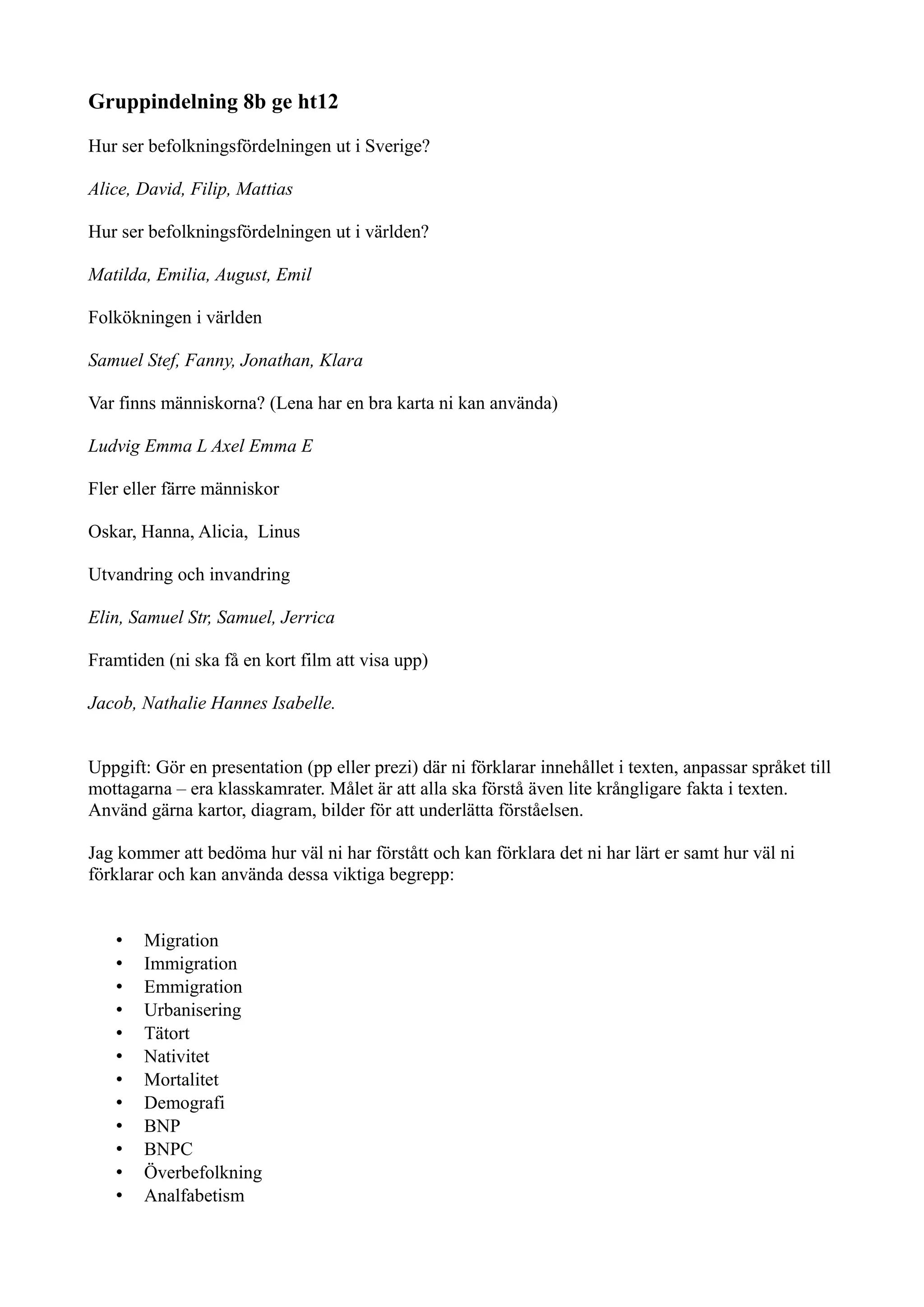 Gruppindelning 8b ge | ODT