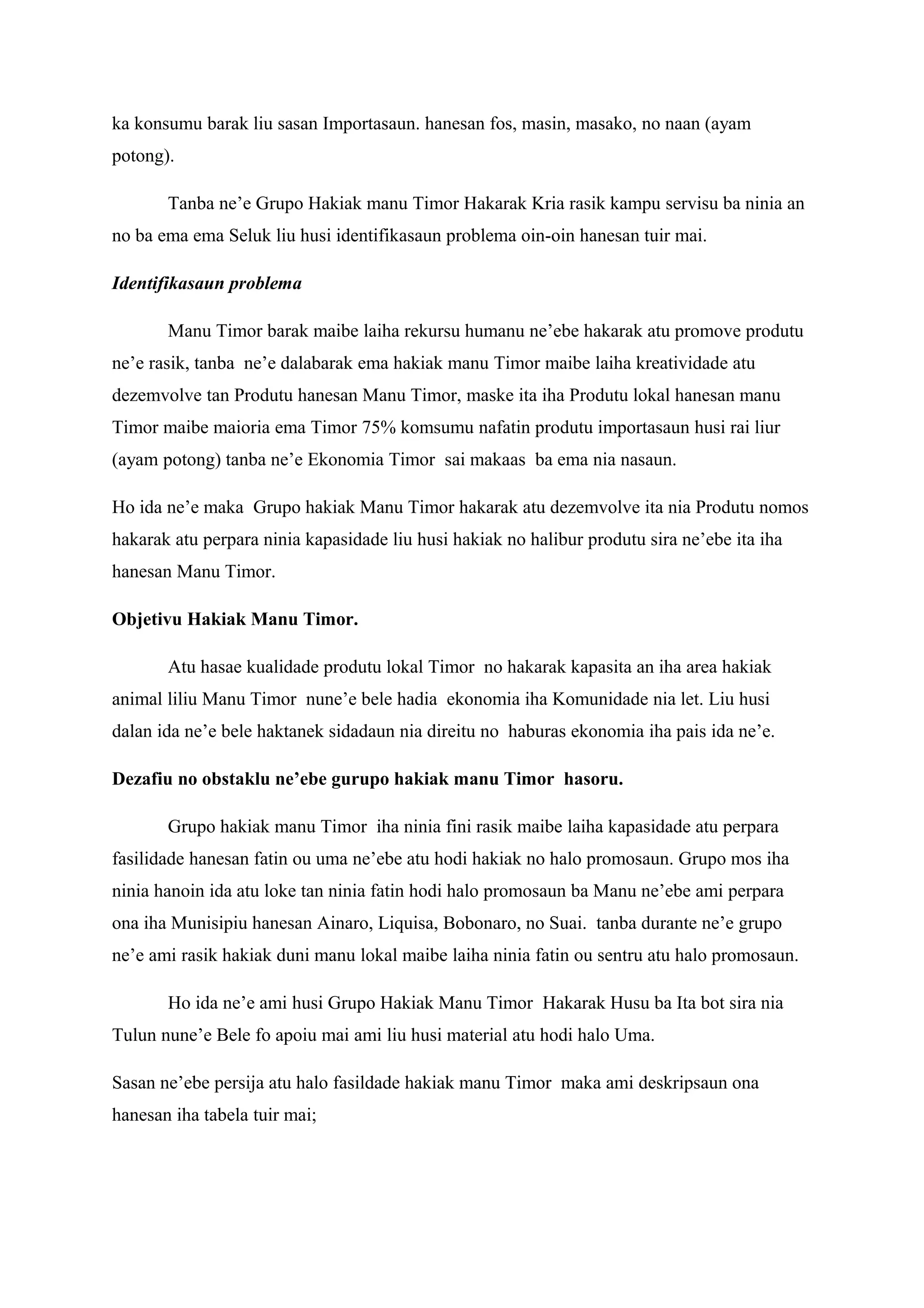 Gruppo hakiak manu timor.pro.manu