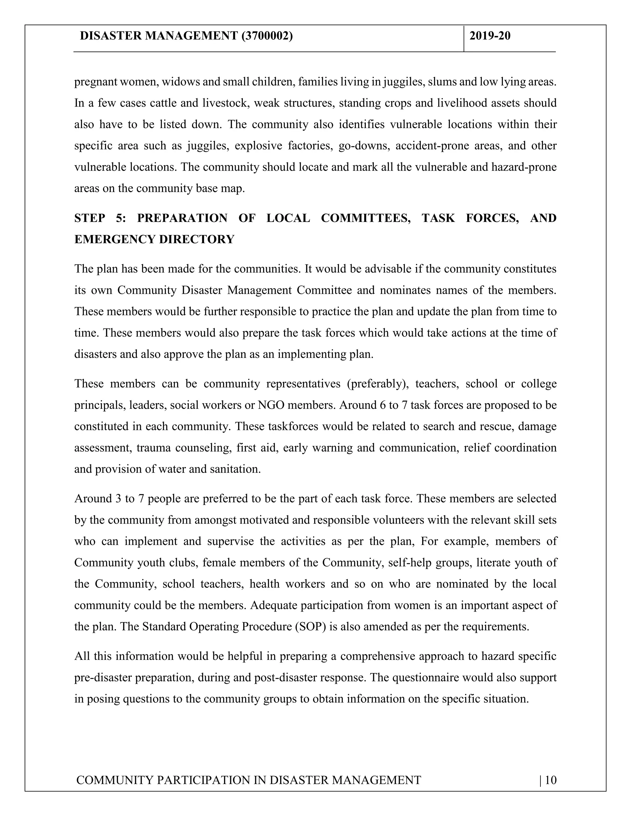 COMMUNITY PARTICIPATION IN DISASTER MANAGEMENT | PDF