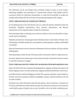 COMMUNITY PARTICIPATION IN DISASTER MANAGEMENT | PDF