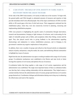 COMMUNITY PARTICIPATION IN DISASTER MANAGEMENT | PDF