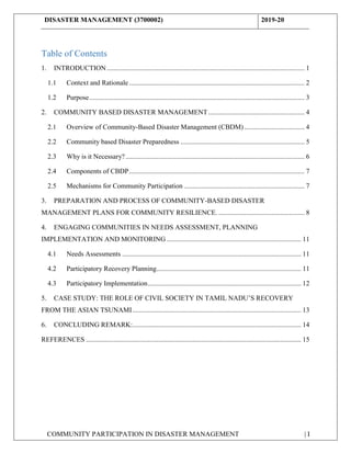 COMMUNITY PARTICIPATION IN DISASTER MANAGEMENT | PDF