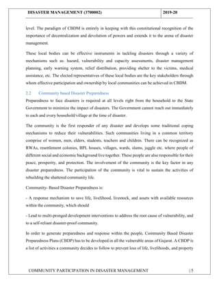 COMMUNITY PARTICIPATION IN DISASTER MANAGEMENT | PDF