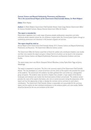 Forensic science and beyond: authenticity, provenance and assurance ...