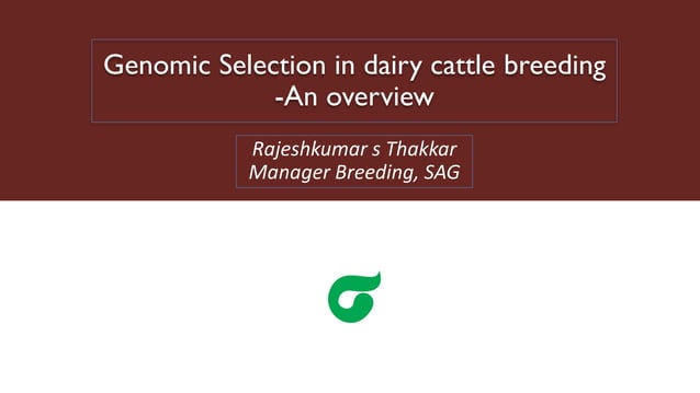 Genomic Selection in dairy cattle breeding -An overview | PDF ...
