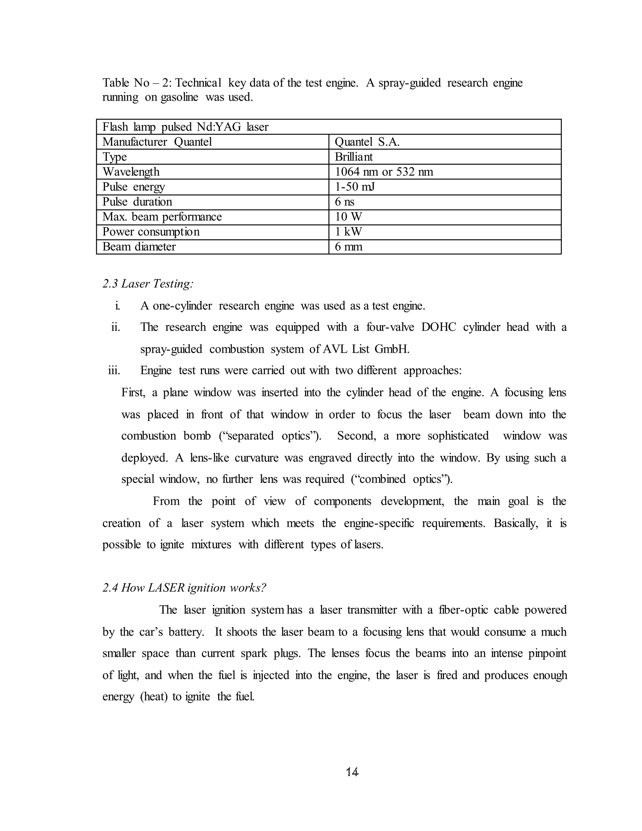 Laser Ignition System For IC Engine. | DOCX