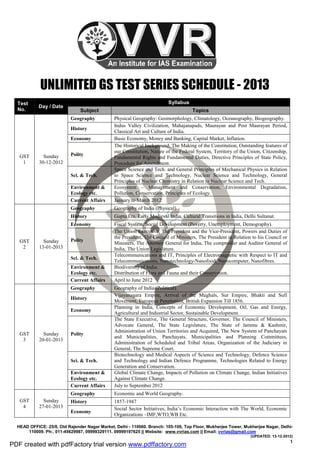 Gs test series Schedule | PDF | Geography | Science
