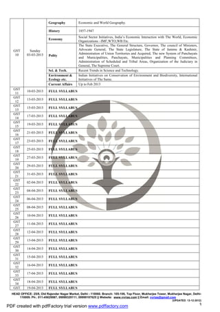 Gs test series Schedule | PDF | Geography | Science