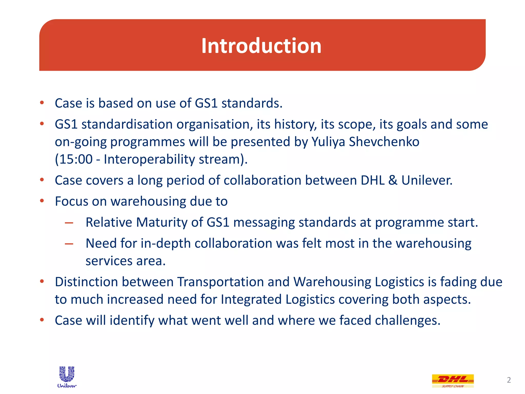 Sustainable Logistics - Case study Unilever - DHL applying GS1 ...