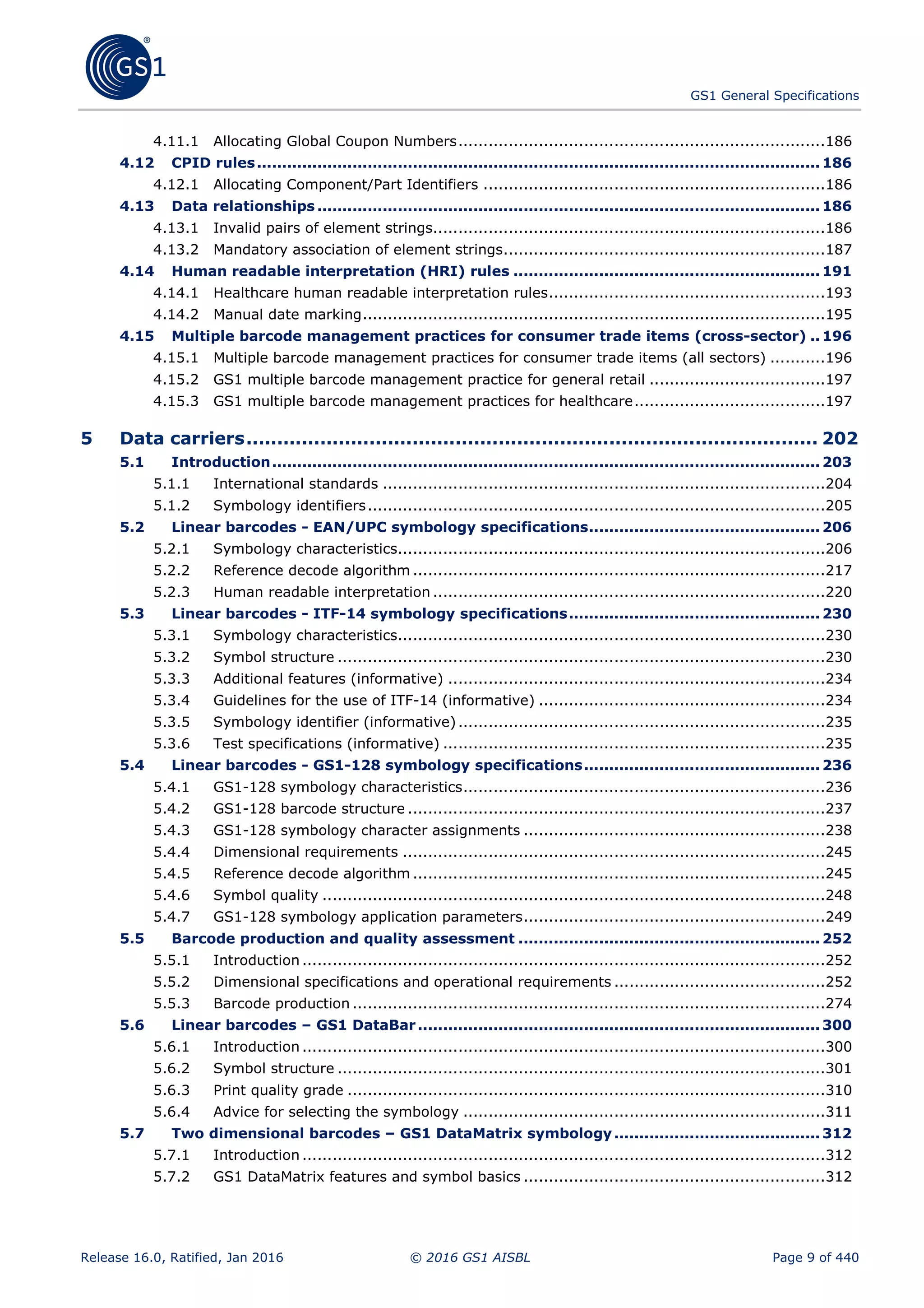 GS1 General Specifications version 16 | PDF