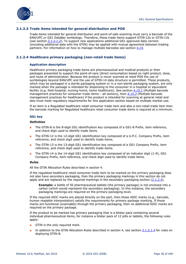 GS1 General Specifications version 16 | PDF