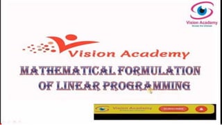 Mathematical formulation of linear programming | PPT