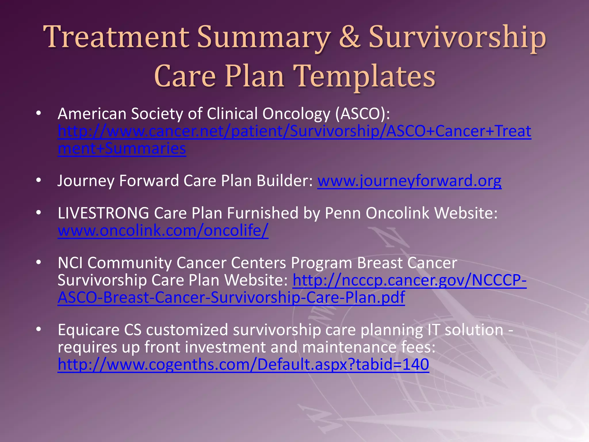 Setting Up for Survivorship Success | PPTX | Cancer | Diseases and ...