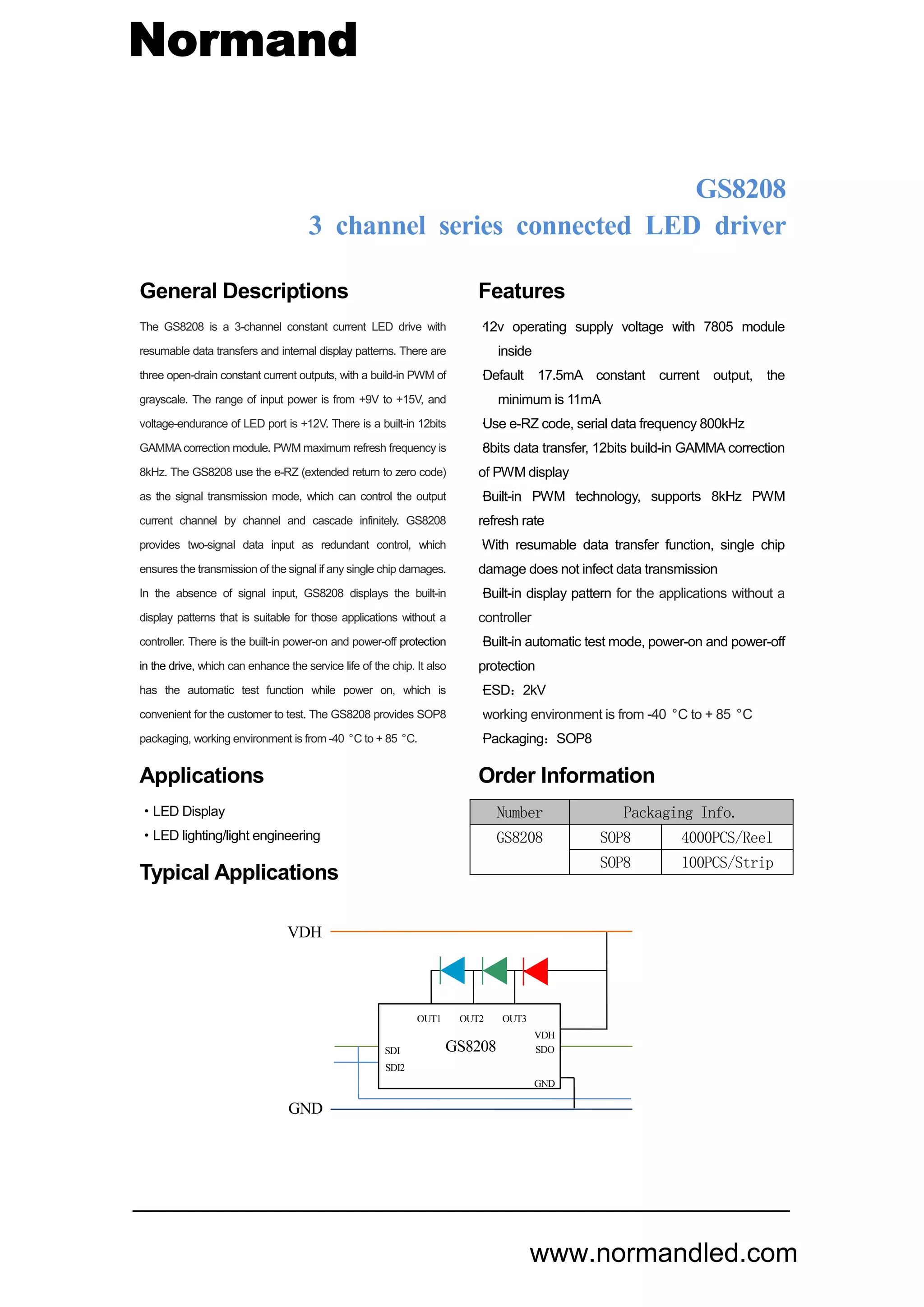 GS8208 led datasheet | PDF