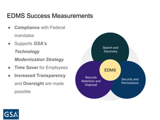 KM SHOWCASE 2019 - GSA EDMS - "Fixing Document Management" | PPT