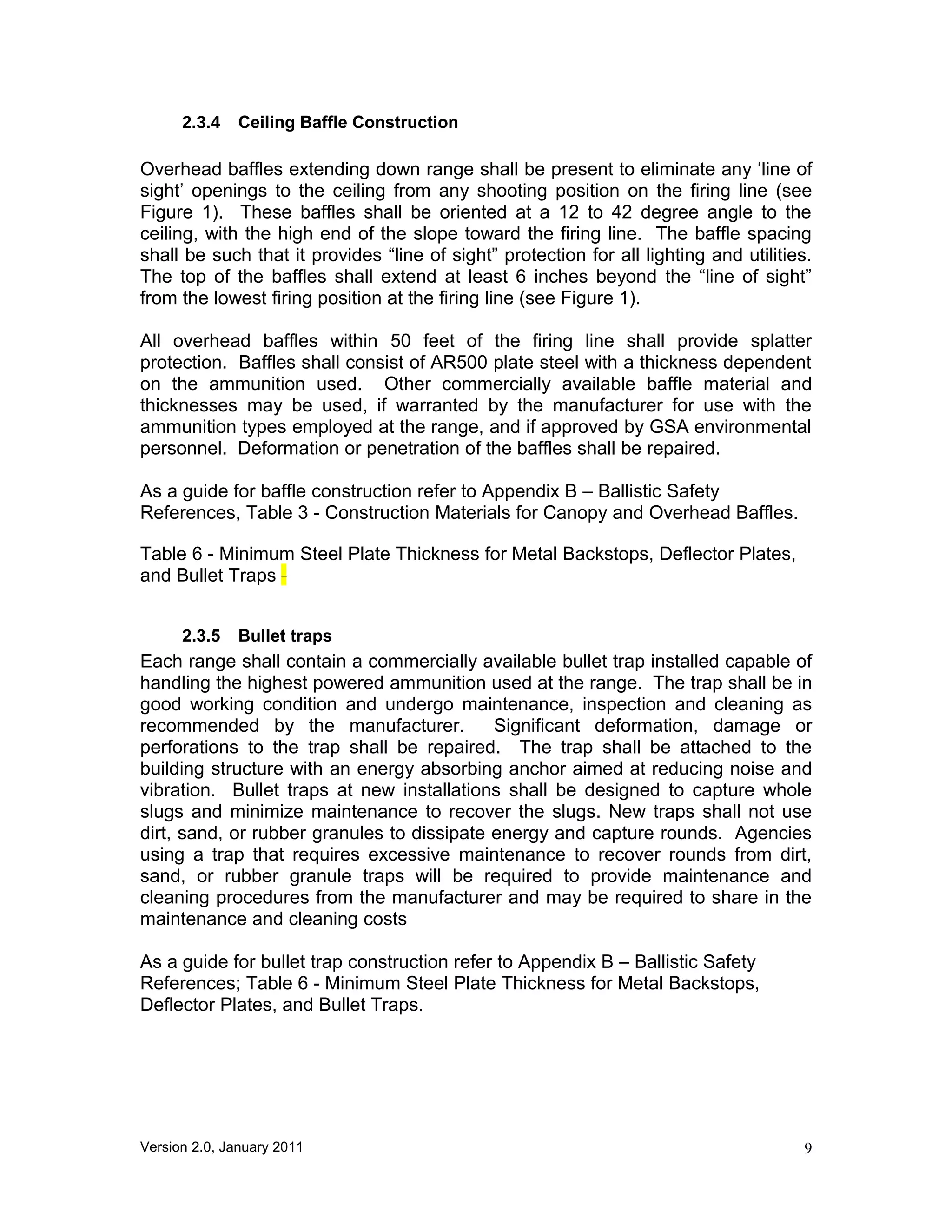 GSA Indoor Firing Range Design Criteria V2 0 Jan 2011 | DOC