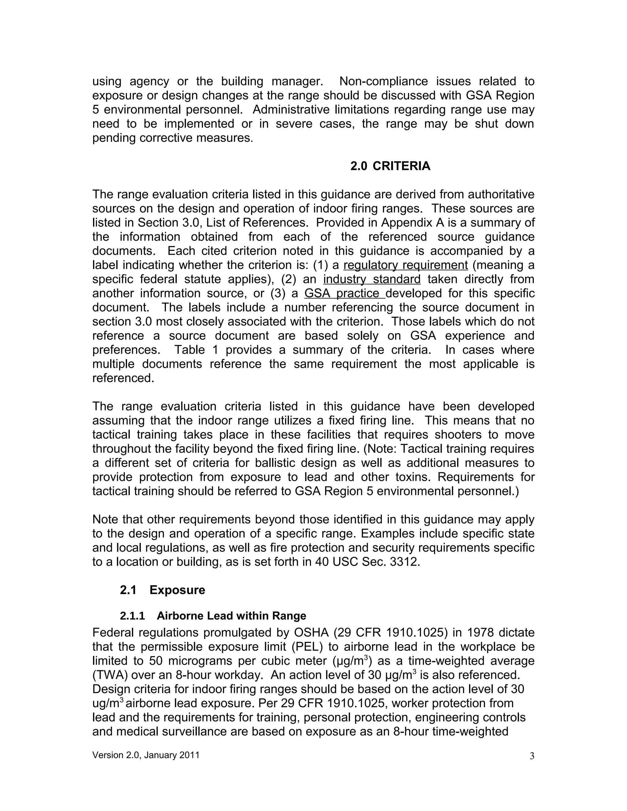 GSA Indoor Firing Range Design Criteria V2 0 Jan 2011 | DOC