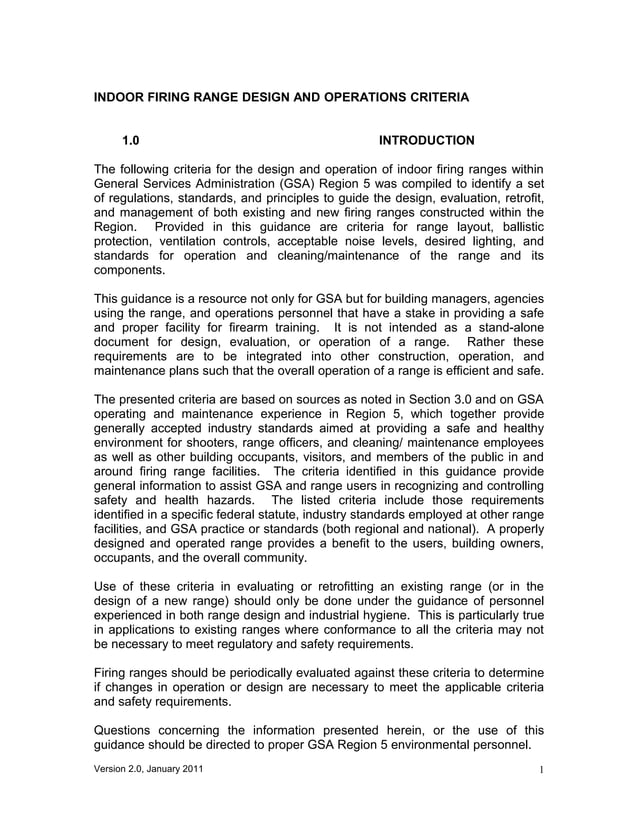 GSA Indoor Firing Range Design Criteria V2 0 Jan 2011 | DOC | Arms ...
