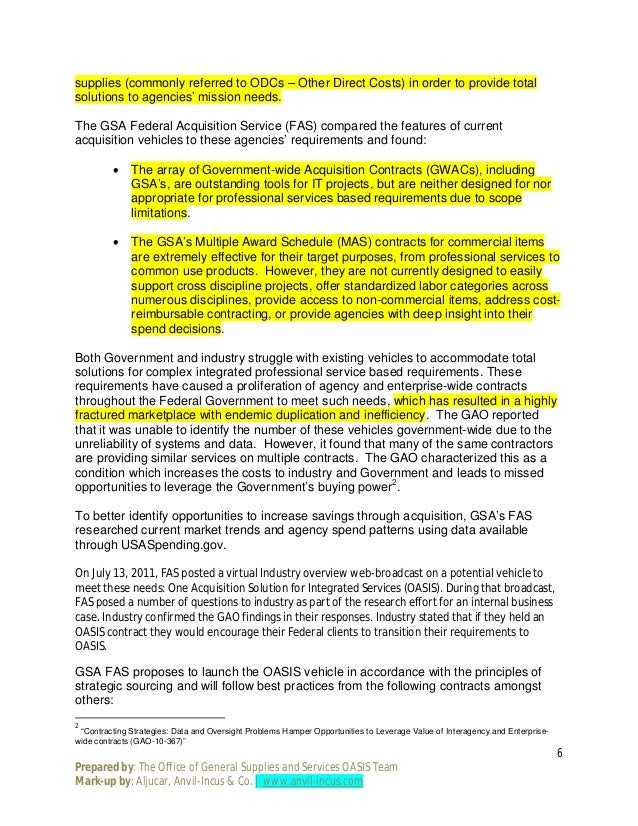 Official GSA OASIS business case