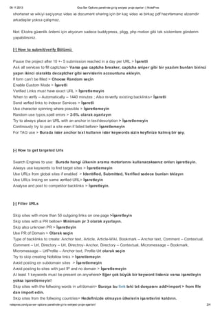 Gsa ser options panelinde giriş seviyesi proje ayarları | PDF