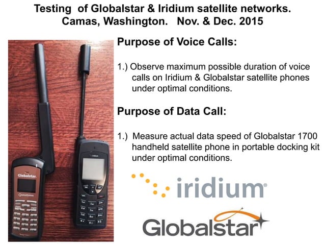 Evaluation of Globalstar & Iridium networks in 2015. | PPT