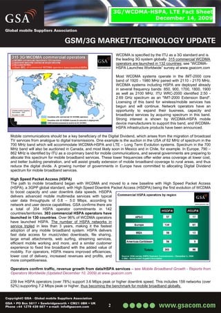 GSA WCDMA HSPA LTE Fact Sheet 1412009 | PDF | Internet | Computing