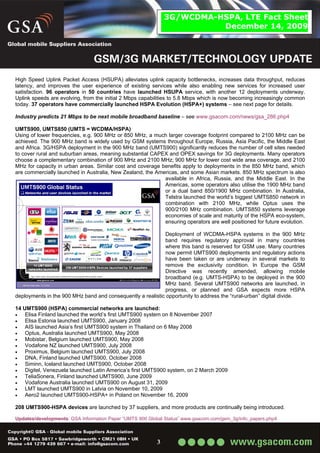 GSA WCDMA HSPA LTE Fact Sheet 1412009 | PDF | Internet | Computing