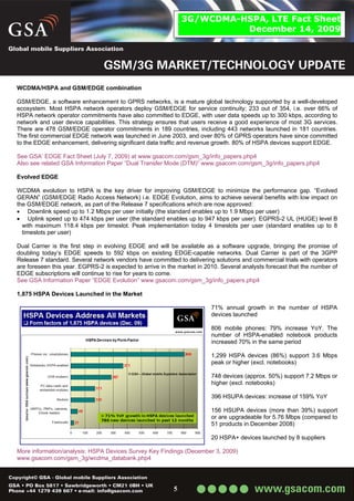 GSA WCDMA HSPA LTE Fact Sheet 1412009 | PDF | Internet | Computing