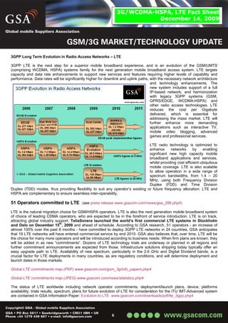 GSA WCDMA HSPA LTE Fact Sheet 1412009 | PDF | Internet | Computing