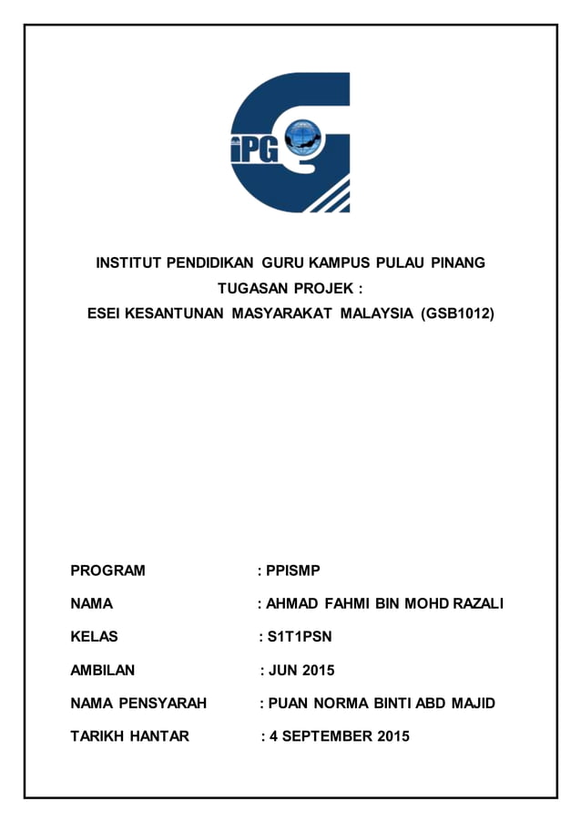 Esei Kesantunan Masyarakat Malaysia (GSB1012) | DOCX