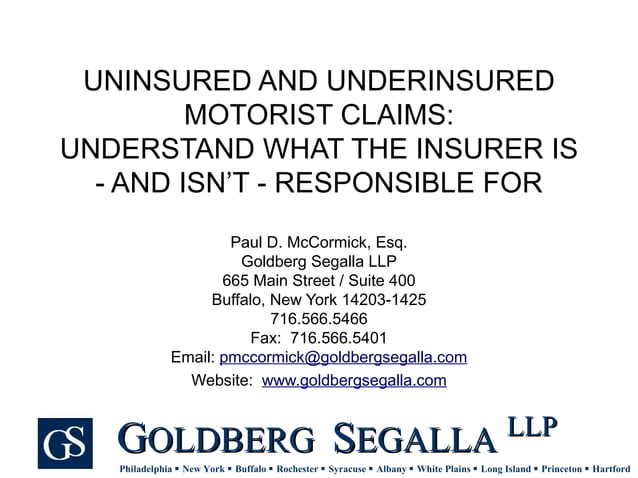 Uninsured And Underinsured Motorist Claims In New York | PPT