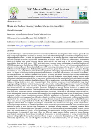 Neuro and Radiant oncology and anaesthesia considerations | PDF