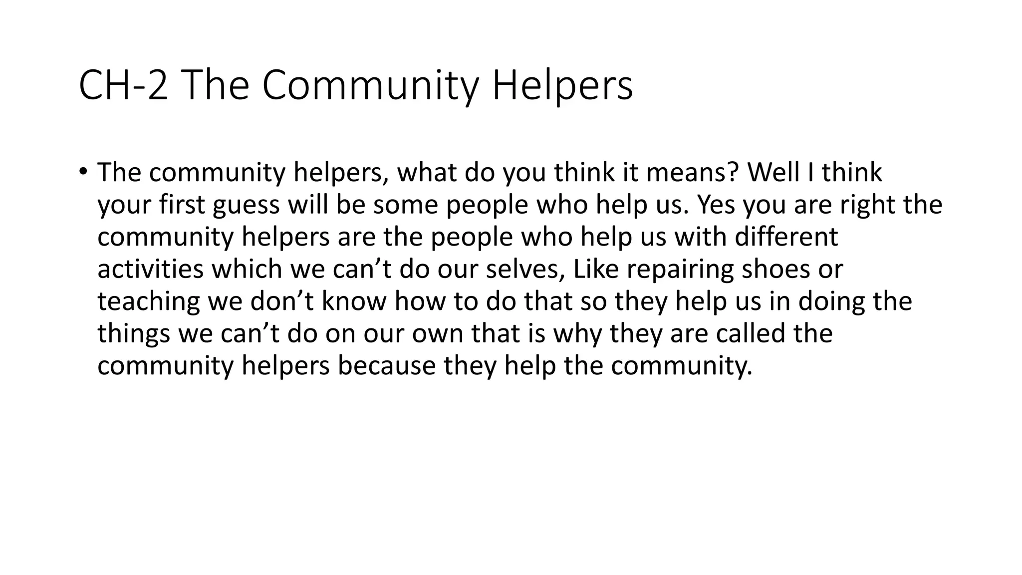 Gsc ch 2 The Community Helpers | PPT