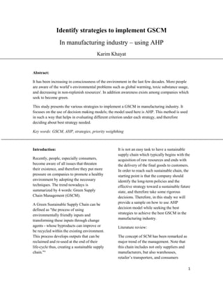 Gscm strategies, in manufacturing ind. | PDF