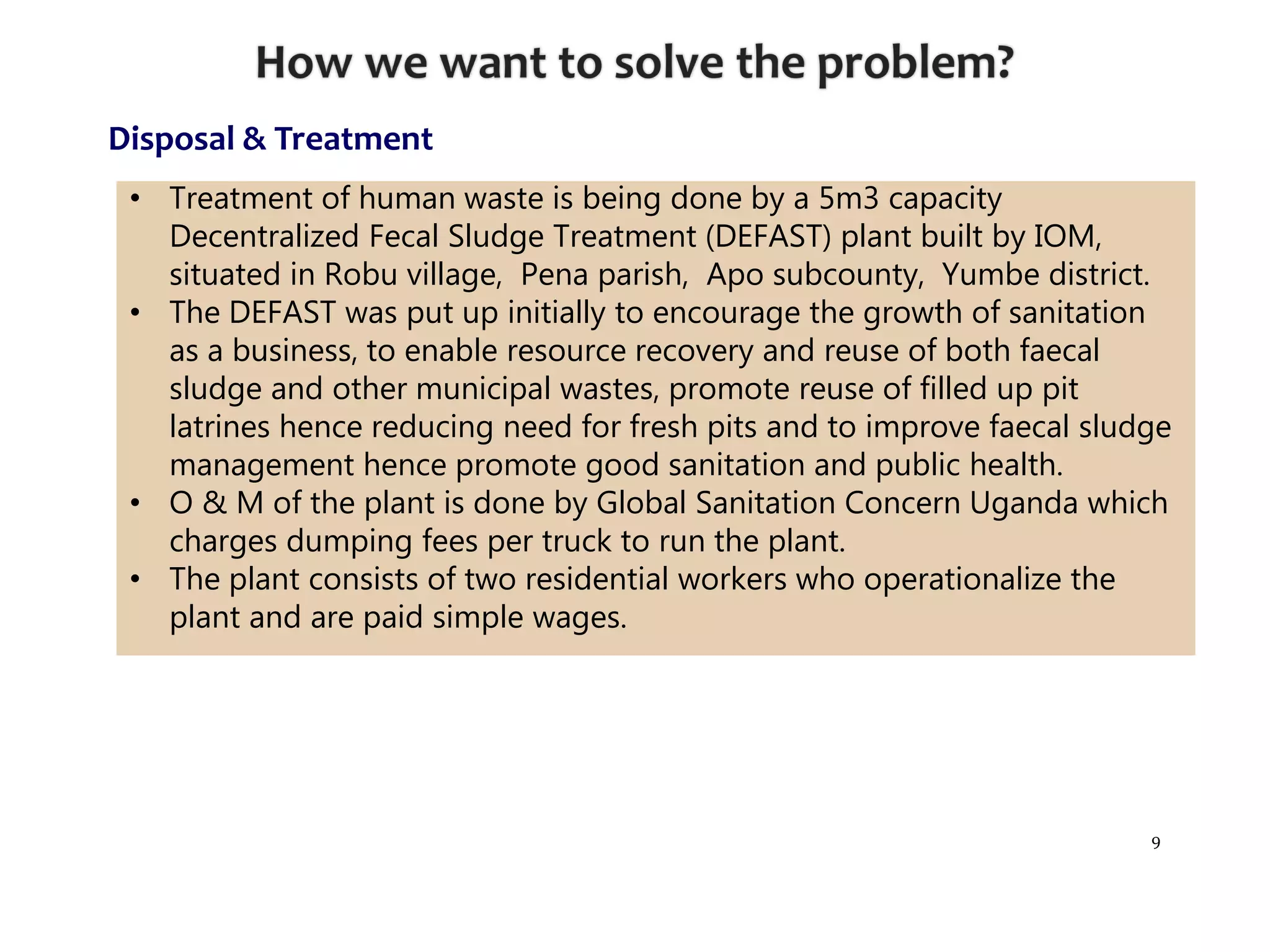 Fecal Sludge Management Challenge in Bidibidi Refugee Settlement | PPTX ...