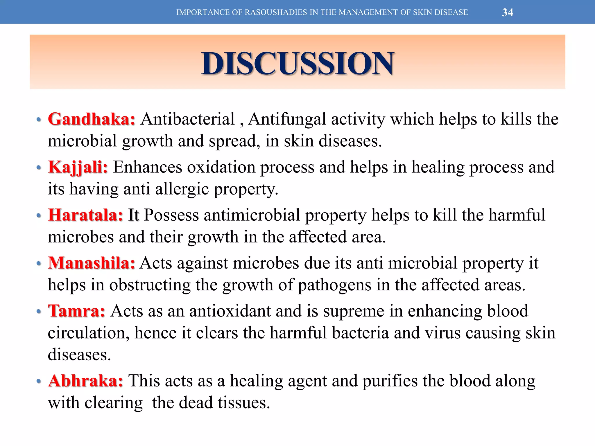 IMPORTANCE OF RASOUSHADI IN THE MANAGEMENT OF SKIN DISEASE | PDF