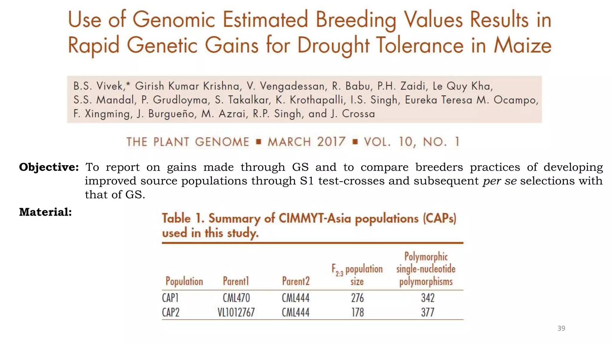 Genomic selection, prediction models, GEBV values, genomic selection in plant breeding | PPTX