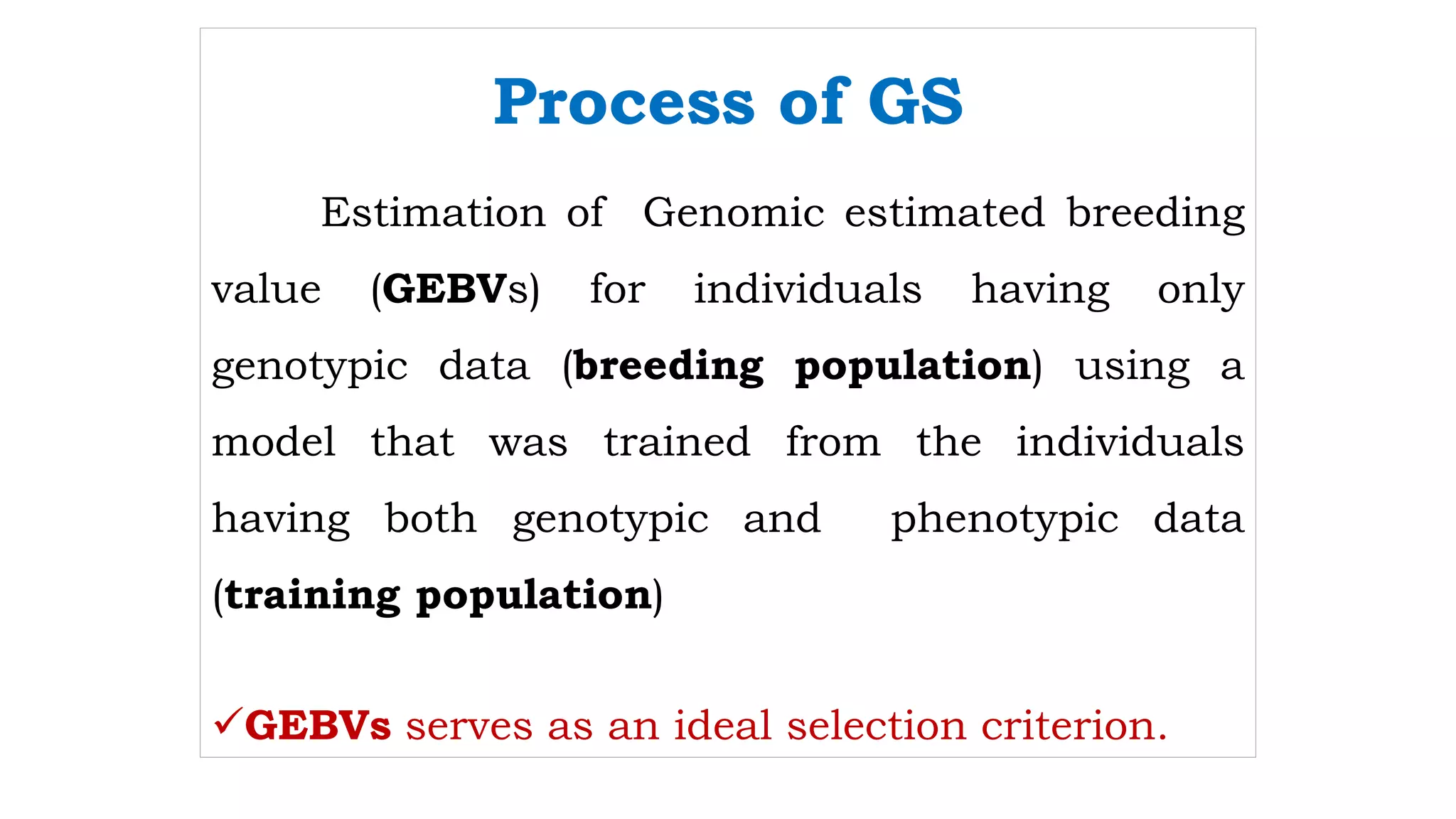 Genomic selection, prediction models, GEBV values, genomic selection in ...
