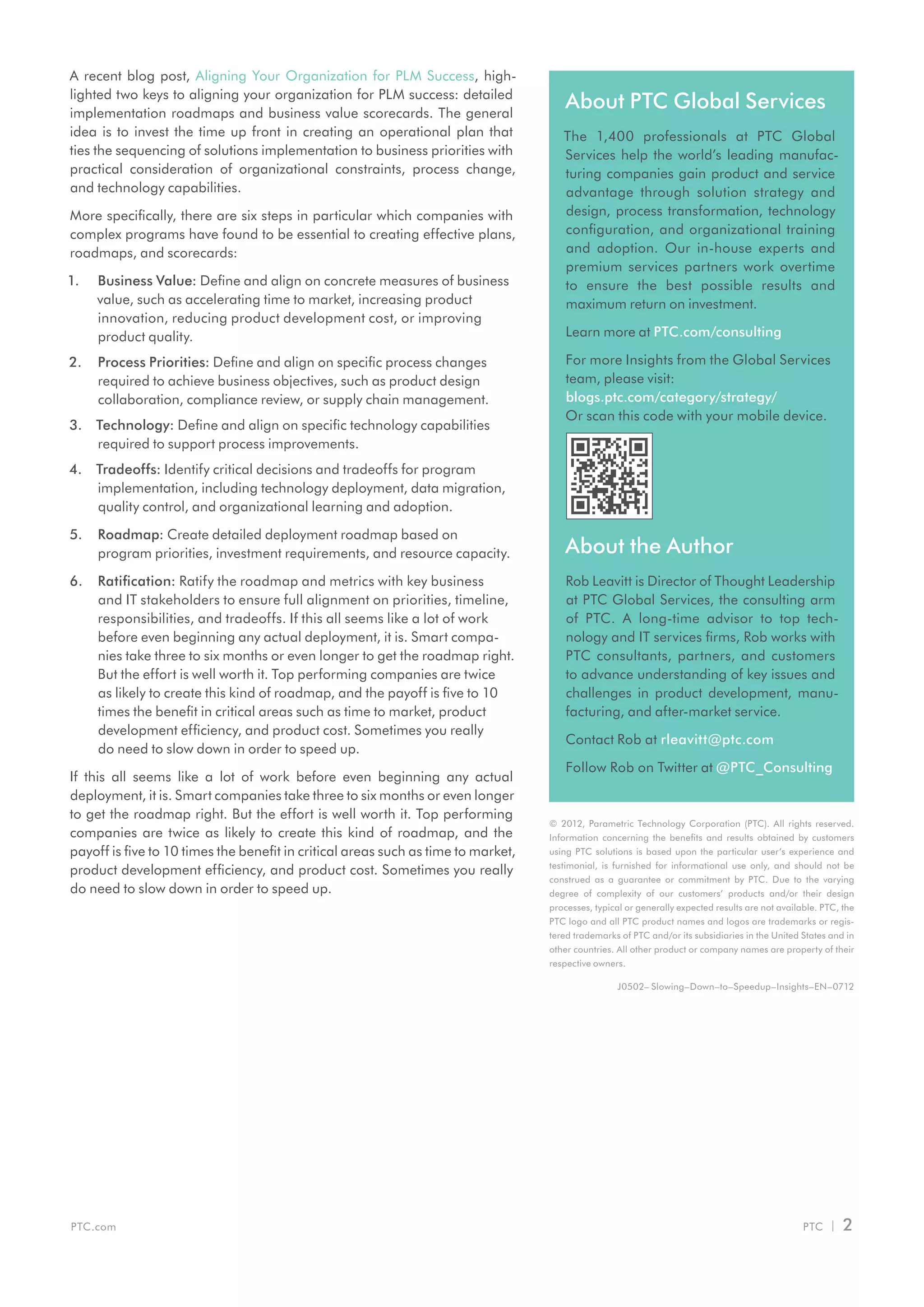 Slowing Down to Speed Up: 6 Steps to Effective PLM Planning | PDF | Computer Software and ...