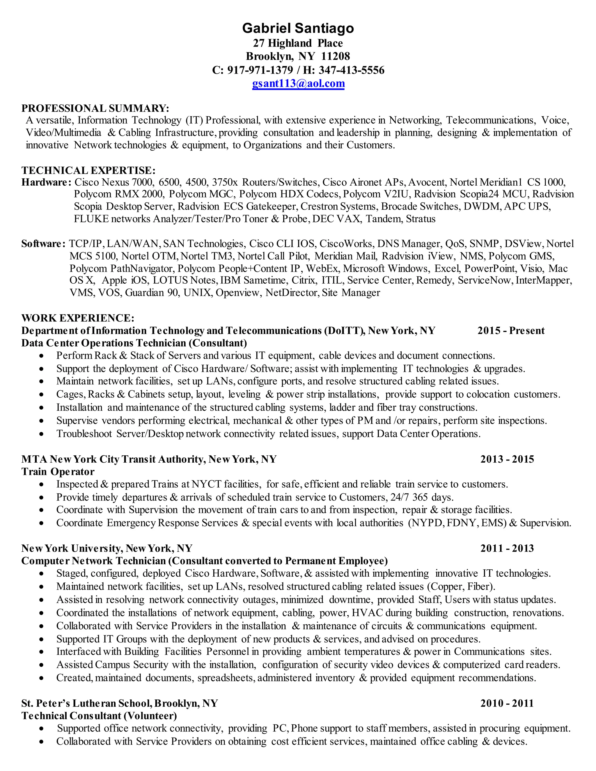 GS_IT_Resume_2015 | DOCX | Computer Networking | Computing