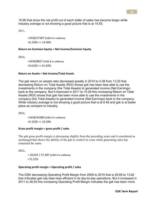 Gsk ratio analysis 2009 2011 | PDF